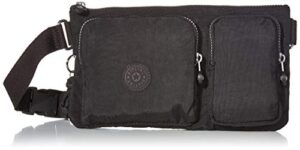 kipling women's presto up waist pack, black noir, 11" l x 6.5" h x 1.25" d