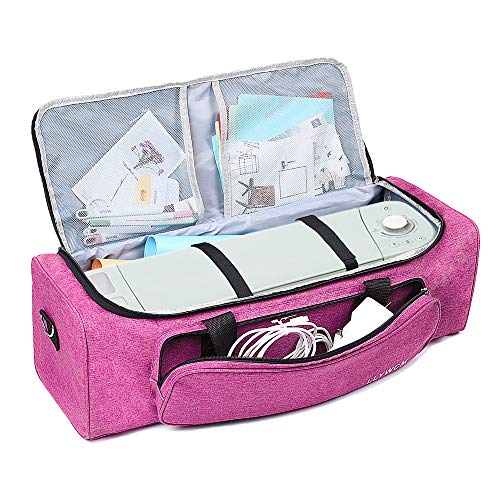 LLYWCM Lightweight Carrying Bag Compatible with Cricut Explore Air Cricut Maker Cricut Explore Air 2, Foldable Travel Tote Case for Die-Cut Machines Accessories and Supplies (Pink)