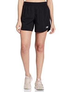 new balance womens accelerate 5 inch shorts, black, medium us