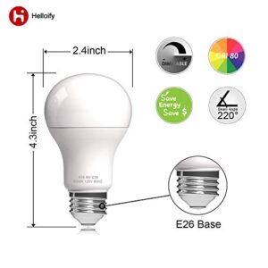 Helloify A19 LED Light Bulb, 9W (60W Equivalent), 806 Lumens, 2700K Soft White, Energy Saving Lamp for Office/Home, Non-dimmable, E26 Screw Base, 6 Count (Pack of 1)