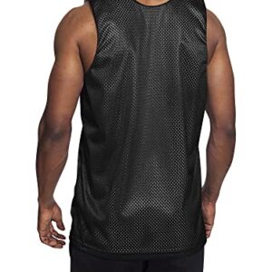 Mens Reversible Basketball Jersey Premium Moisture Wicking Mesh Tank Top (Large, 1ih05_Black)