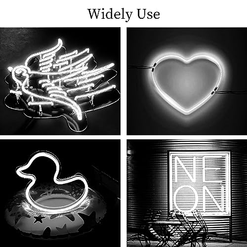 iNextStation Neon LED Strip Light 16.4ft/5m Neon Light Strip 12V Silicone LED Neon Rope Light Waterproof Flexible LED Neon Lights for Bedroom Indoors Outdoors, White (Power Adapter not Included)