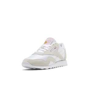 reebok women's classic nylon sneaker, classic white/light grey 2, 8