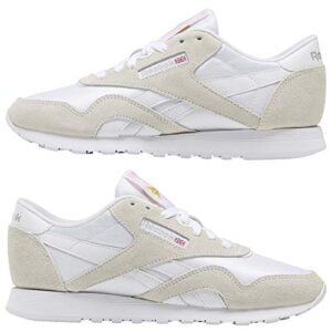 Reebok Women's Classic Nylon Sneaker, Classic White/Light Grey 2, 8