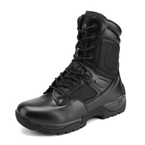 nortiv 8 mens military tactical work boots side zip 8 inches hiking motorcycle combat boots black size 10.5 m us response