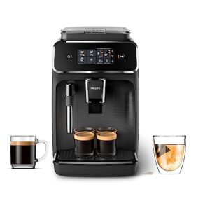 philips 2200 series fully automatic espresso machine - classic milk frother, 2 coffee varieties, intuitive touch display, black, (ep2220/14)