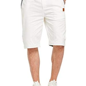 Tansozer Men's Shorts Casual Classic Fit Drawstring Summer Beach Shorts with Elastic Waist and Pockets (White, Large)