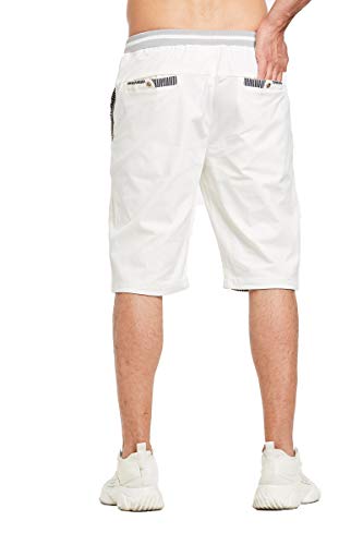 Tansozer Men's Shorts Casual Classic Fit Drawstring Summer Beach Shorts with Elastic Waist and Pockets (White, Large)