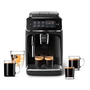 philips 3200 series fully automatic espresso machine - classic milk frother, 4 coffee varieties, intuitive touch display, black, (ep3221/44)