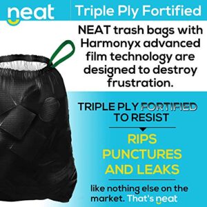 Neat Tall Kitchen 30 Gallon Drawstring Trash Bags - (MEGA 120 COUNT) - Triple Ply Fortified, Eco-Friendly 50% Recycled Material, Neutralize+ Odor Technology, Reversible Black and White Garbage Bags