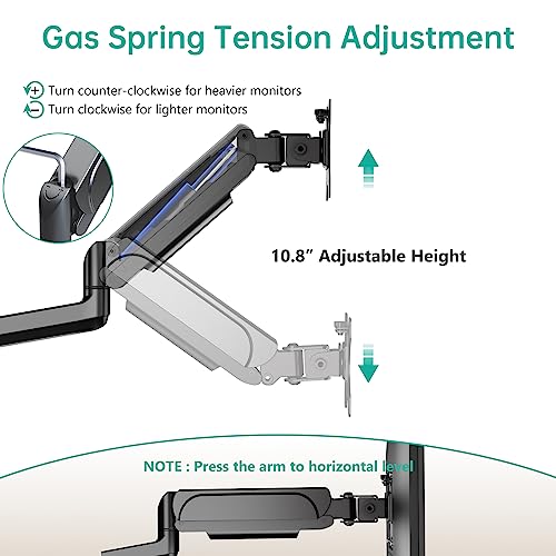 WALI Triple Monitor Mount, 3 Monitor Stand Desk Mount with Premium Gas Spring Arm for Screens up to 27 inch, Mounting Holes 75x75 or 100x100 mm (GSDM003), Black