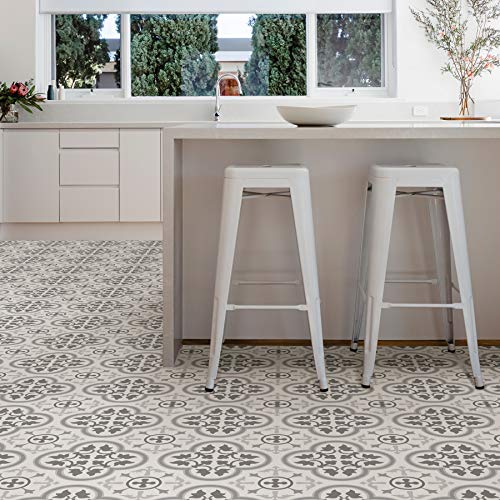 FloorPops FP2953 Remy Peel & Stick Floor Tiles, Grey