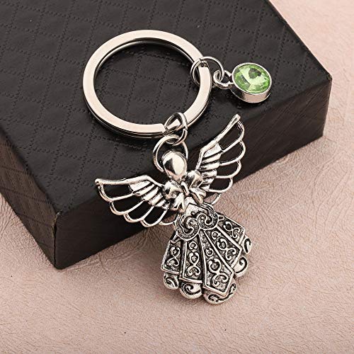 BNQL Guardian Angel Keychain with Birthstone Memorial Key Chain Personalised Gift (August)