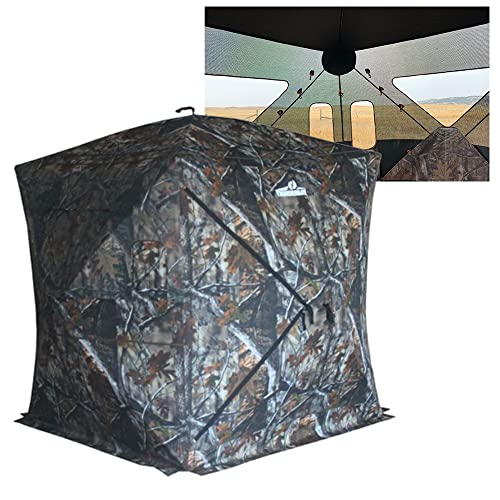 THUNDERBAY 3 Person Hidden Threat See Through Hunting Blind, See Through Panel Window with 270° View, Floor Space 62" x 62"