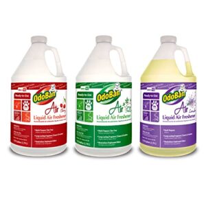 odoban professional series ready-to-use air liquid air freshener, set of 3, 1 gallon each, cherry, spring fresh and lavender variety