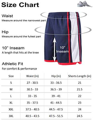 Pack of 5 Men's Athletic Basketball Shorts Mesh Quick Dry Activewear with Pockets (Set 3, Large)