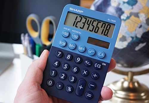 Sharp El-760R 8-Digit Desktop Calculator with Tax, Percent and Square Root Keys, and A Large LCD Display, Perfect for Home and Office Use