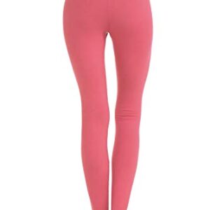 Leggings Depot HLD ActiveFlex 1" Waistband High Waisted Solid Leggings for Women (Full Length, Coral, XL)