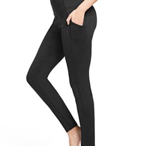 BALEAF Fleece Lined Leggings for Women Thermal Winter Warm Leggings High Waisted Thick Yoga Pants Cold Weather with Pockets Black L