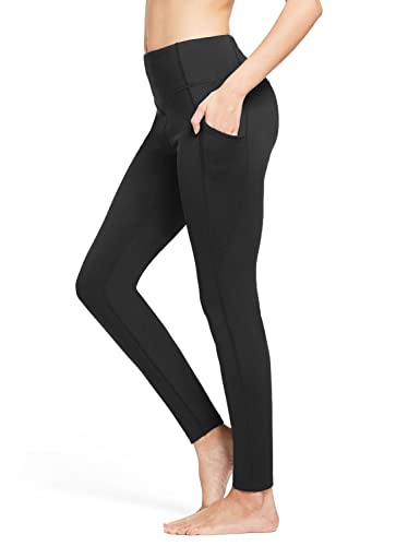 BALEAF Fleece Lined Leggings for Women Thermal Winter Warm Leggings High Waisted Thick Yoga Pants Cold Weather with Pockets Black L