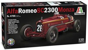 italeri 510004706 1:12 alfa romeo 8c 2300 monza nuvolari building, stand model making, crafts, hobby, gluing, plastic kit, detailed, unvarnished