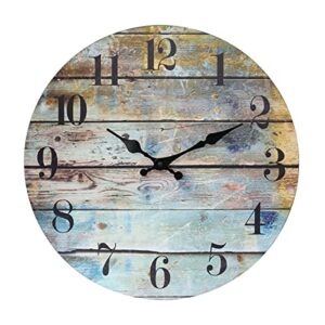 stonebriar vintage farmhouse wooden 14 inch round battery operated hanging wall clock