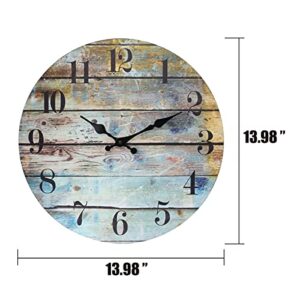 Stonebriar Vintage Farmhouse Wooden 14 Inch Round Battery Operated Hanging Wall Clock