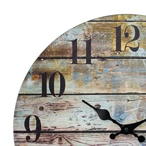 Stonebriar Vintage Farmhouse Wooden 14 Inch Round Battery Operated Hanging Wall Clock