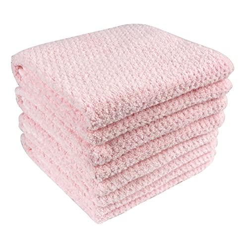 Everplush Diamond Jacquard Hand Towel Set, 4 x (16 x 30 in), Pale Pink 4 Count