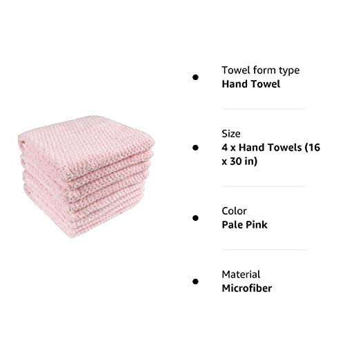 Everplush Diamond Jacquard Hand Towel Set, 4 x (16 x 30 in), Pale Pink 4 Count