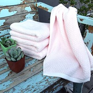 Everplush Diamond Jacquard Hand Towel Set, 4 x (16 x 30 in), Pale Pink 4 Count