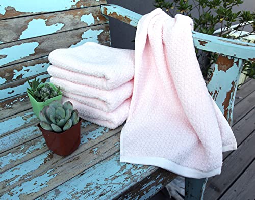 Everplush Diamond Jacquard Hand Towel Set, 4 x (16 x 30 in), Pale Pink 4 Count