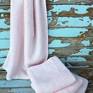 Everplush Diamond Jacquard Hand Towel Set, 4 x (16 x 30 in), Pale Pink 4 Count