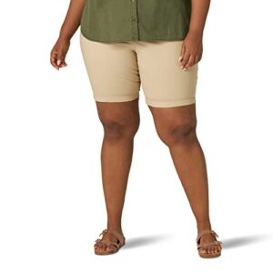 lee women's size regular fit chino bermuda short, beige, 20 plus