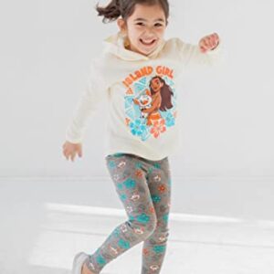 Disney Moana Toddler Girls' Fleece Hoodie and Leggings Clothing Set (White, 7/8)