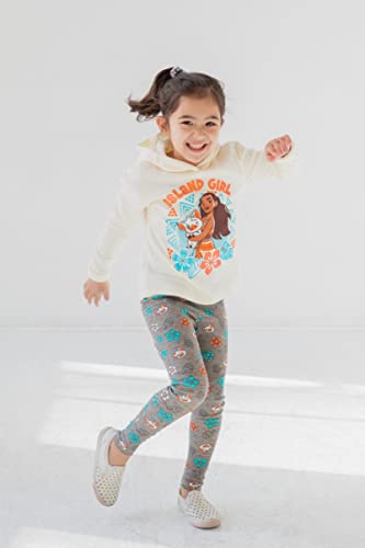 Disney Moana Toddler Girls' Fleece Hoodie and Leggings Clothing Set (White, 7/8)