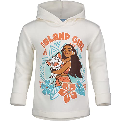 Disney Moana Toddler Girls' Fleece Hoodie and Leggings Clothing Set (White, 7/8)