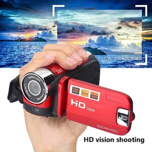 Handheld Video Camcorder FHD 16x Digital Zoom, Tragbar DV Digital Camera with COMS Sensor, Builtin Speaker, 270 ° Rotary Screen, Video Camera for Kids(Red)