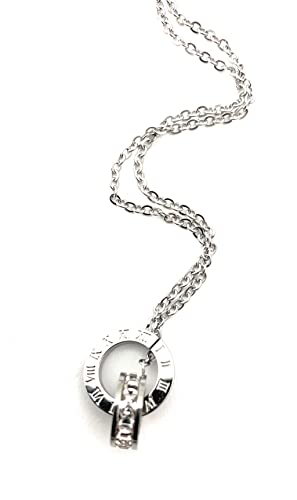 Smiling Wisdom - Timeless Friend Special Friendship Greeting Card with Time Intertwined Double Circle Necklace Gift Set - Best BFF Bestie Woman - Stainless Steel CZ (Silver)