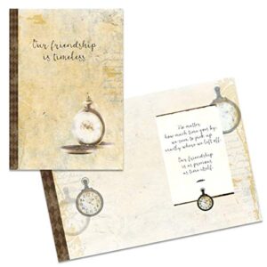 Smiling Wisdom - Timeless Friend Special Friendship Greeting Card with Time Intertwined Double Circle Necklace Gift Set - Best BFF Bestie Woman - Stainless Steel CZ (Silver)