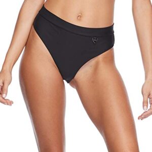 Body Glove Women's Standard Marlee High Waist Solid Bikini Bottom Swimsuit, Smoothie Black, Small