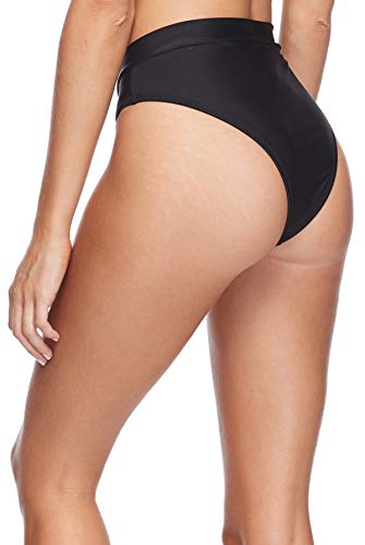 Body Glove Women's Standard Marlee High Waist Solid Bikini Bottom Swimsuit, Smoothie Black, Small