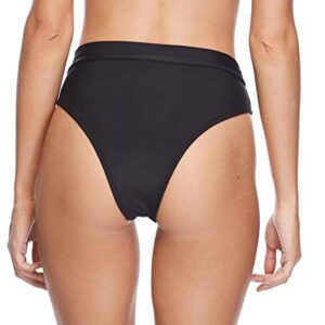 Body Glove Women's Standard Marlee High Waist Solid Bikini Bottom Swimsuit, Smoothie Black, Small