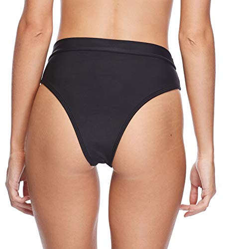 Body Glove Women's Standard Marlee High Waist Solid Bikini Bottom Swimsuit, Smoothie Black, Small