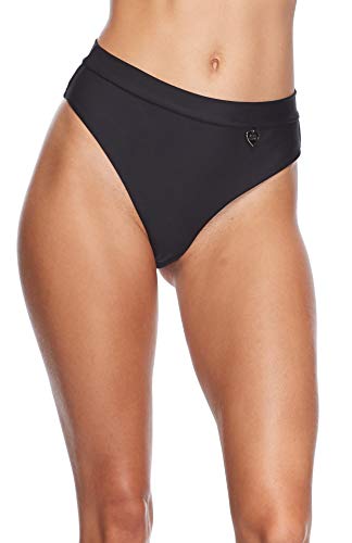 Body Glove Women's Standard Marlee High Waist Solid Bikini Bottom Swimsuit, Smoothie Black, Small