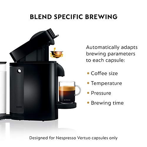 Nespresso VertuoPlus Coffee and Espresso Machine by De'Longhi with Milk Frother, 14 ounces, Ink Black