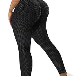 SEASUM Women High Waisted Yoga Pants Workout Butt Lifting Scrunch Booty Leggings Tummy Control Anti Cellulite Textured Tights S