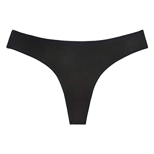 Women's Cotton Thongs Panties Breathable Underwear Black