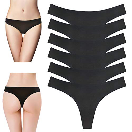 Women's Cotton Thongs Panties Breathable Underwear Black