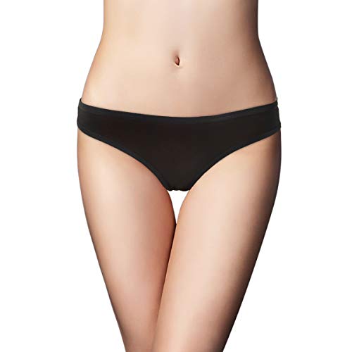 Women's Cotton Thongs Panties Breathable Underwear Black